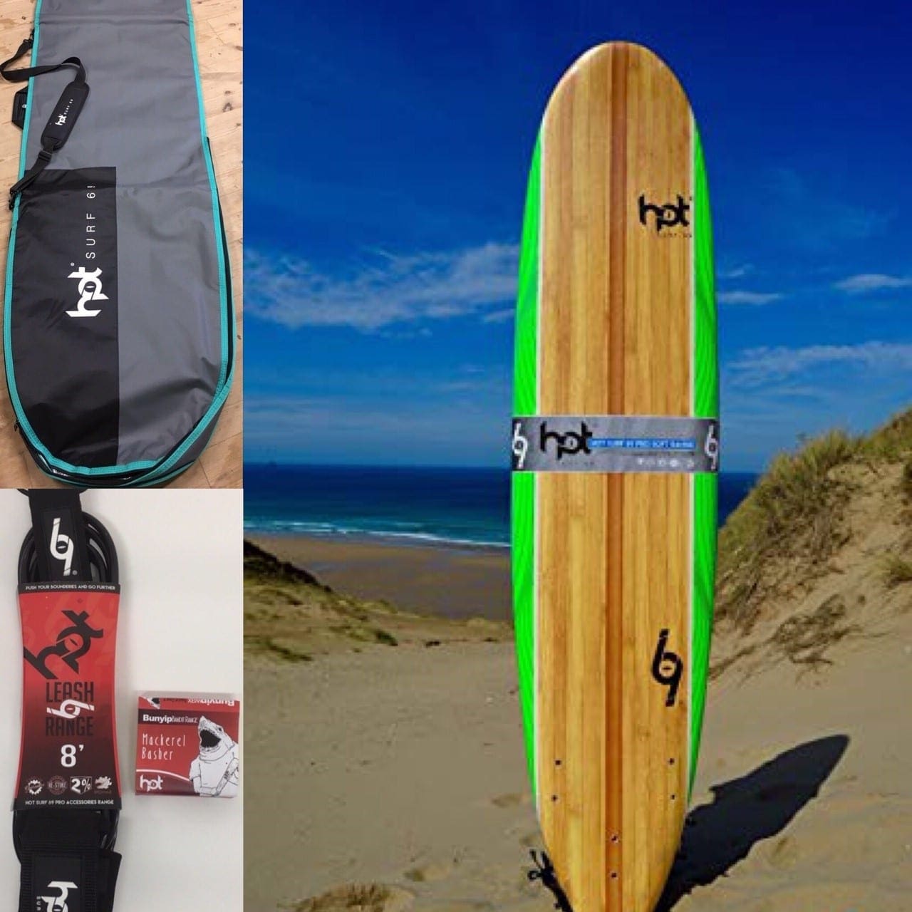 8″0 ft Hot Surf 69 Softboard Beginners Surfboard Package Deal Inc Bag ...