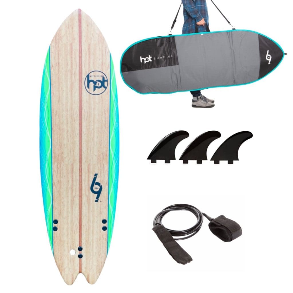 6ft Hot Surf 69 Beginners Soft Surfboard Package Deal - Hot Surf 69