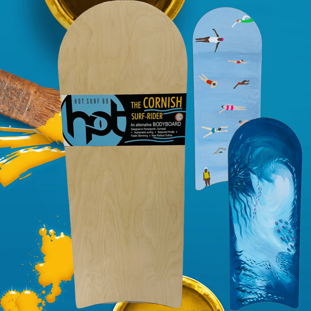 Wood Bellyboard Surf-Rider Hand Made Bodyboard Paint your own - Hot Surf 69